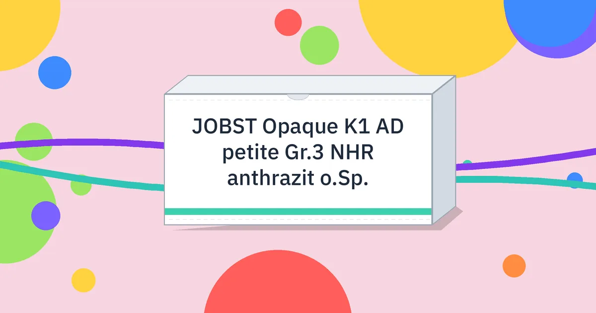 Symbolbild: Packung mit der Aufschrift JOBST Opaque K1 AD petite Gr.3 NHR anthrazit o.Sp. (PZN 16264681) – Verfügbarkeit und Bezug in Apotheken in Frankfurt am Main