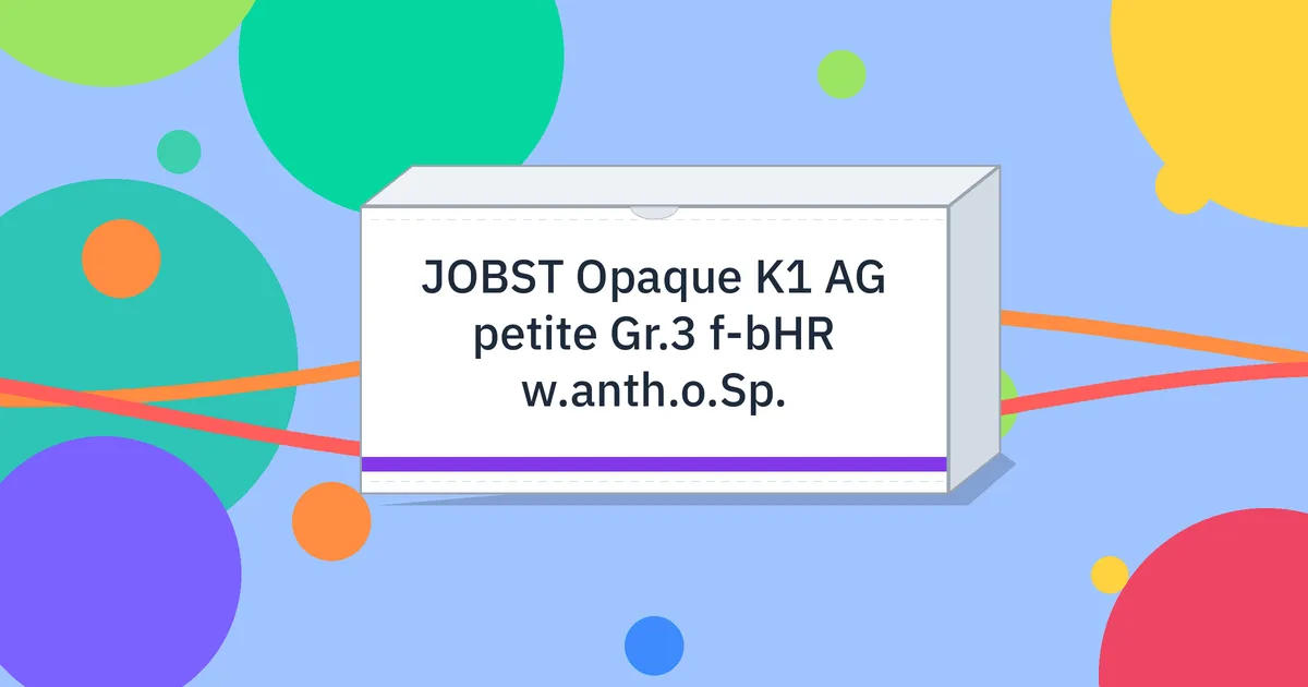 Symbolbild: Packung mit der Aufschrift JOBST Opaque K1 AG petite Gr.3 f-bHR w.anth.o.Sp. (PZN 16271669) – Verfügbarkeit und Bezug in Apotheken in Frankfurt am Main