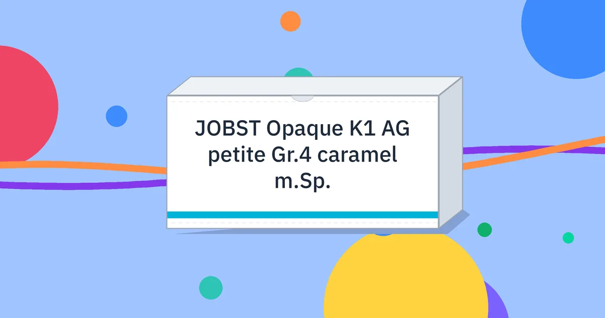 Symbolbild: Packung mit der Aufschrift JOBST Opaque K1 AG petite Gr.4 caramel m.Sp. (PZN 13083370) – Verfügbarkeit und Bezug in Apotheken in Frankfurt am Main