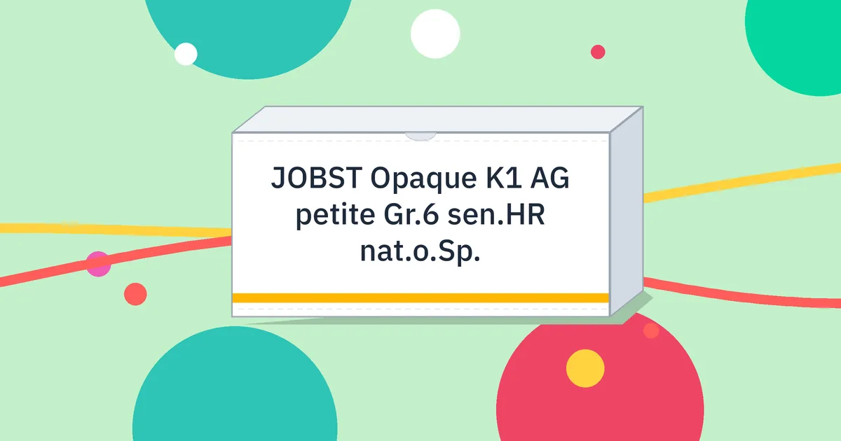 Symbolbild: Packung mit der Aufschrift JOBST Opaque K1 AG petite Gr.6 sen.HR nat.o.Sp. (PZN 13089042) – Verfügbarkeit und Bezug in Apotheken in Frankfurt am Main