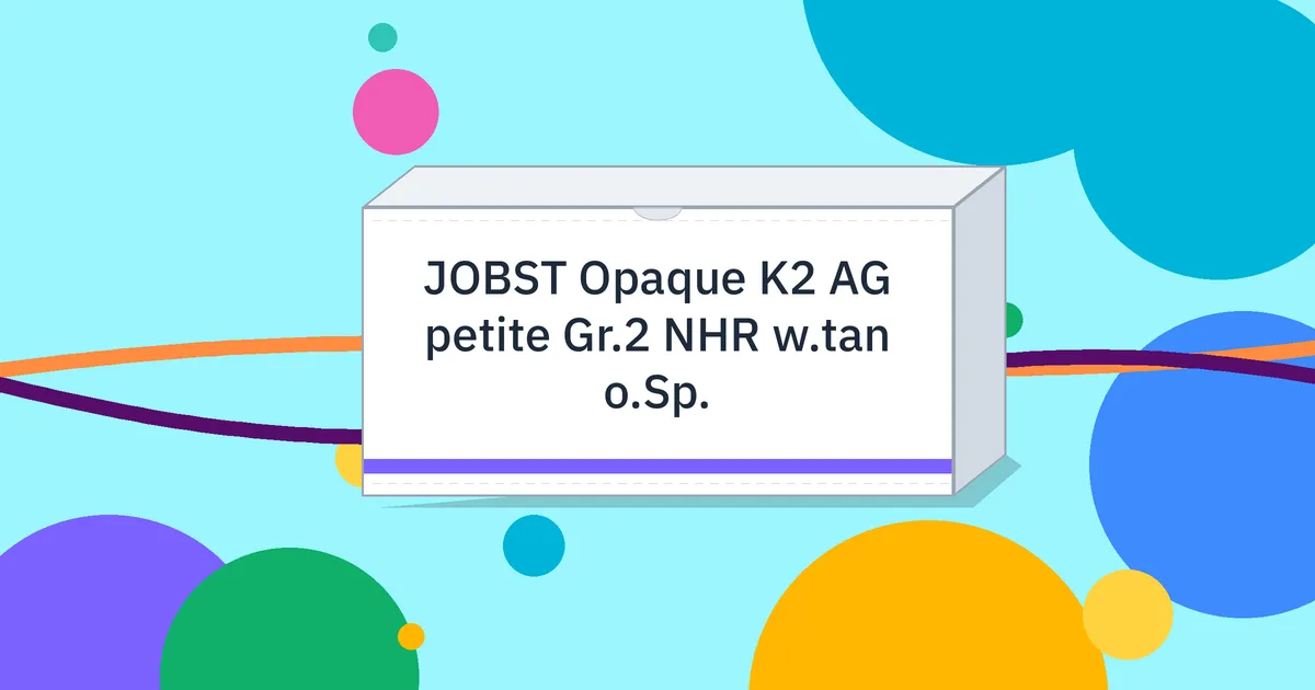 Symbolbild: Packung mit der Aufschrift JOBST Opaque K2 AG petite Gr.2 NHR w.tan o.Sp. (PZN 16284927) – Verfügbarkeit und Bezug in Apotheken in Frankfurt am Main
