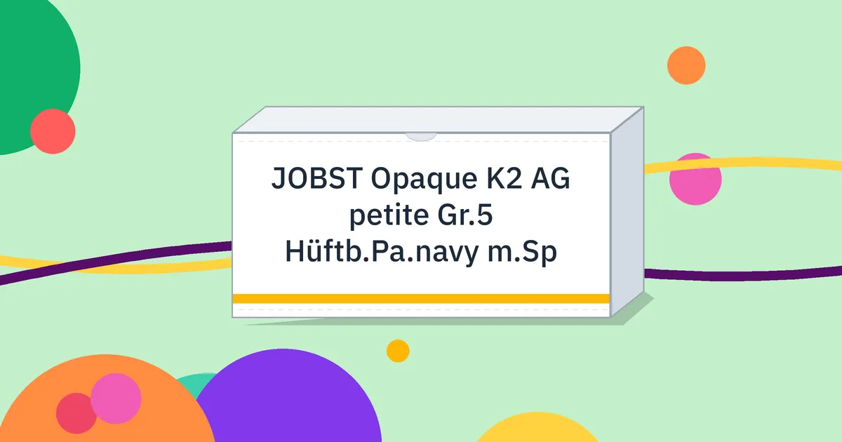 Symbolbild: Packung mit der Aufschrift JOBST Opaque K2 AG petite Gr.5 Hüftb.Pa.navy m.Sp (PZN 13114366) – Verfügbarkeit und Bezug in Apotheken in Frankfurt am Main