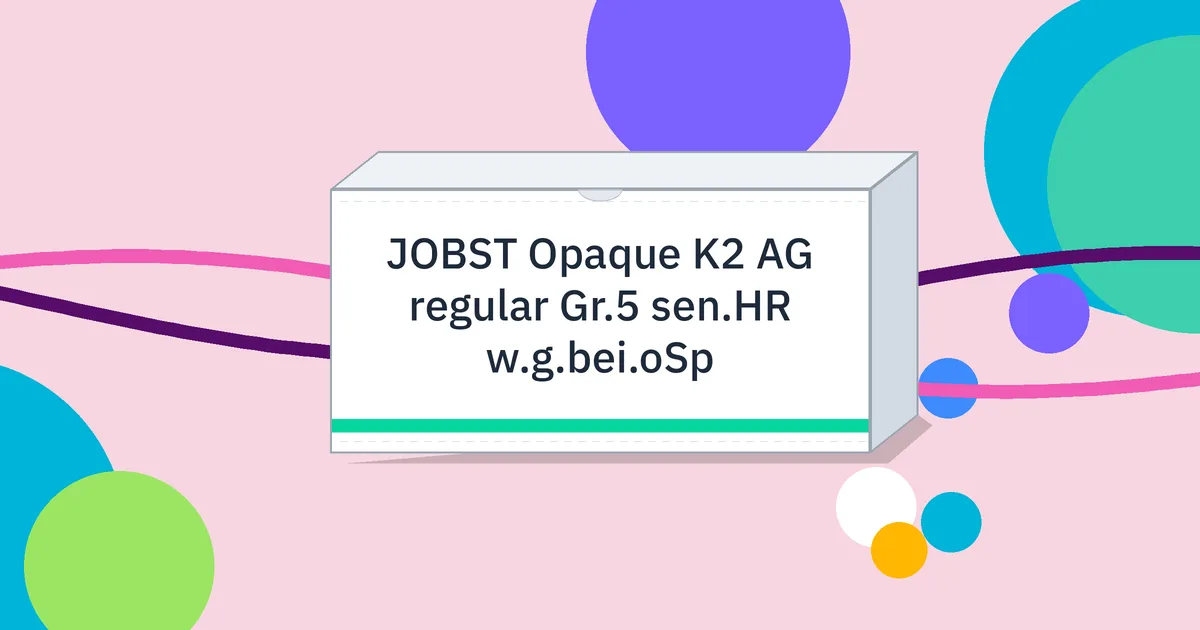 Symbolbild: Packung mit der Aufschrift JOBST Opaque K2 AG regular Gr.5 sen.HR w.g.bei.oSp (PZN 16280728) – Verfügbarkeit und Bezug in Apotheken in Frankfurt am Main