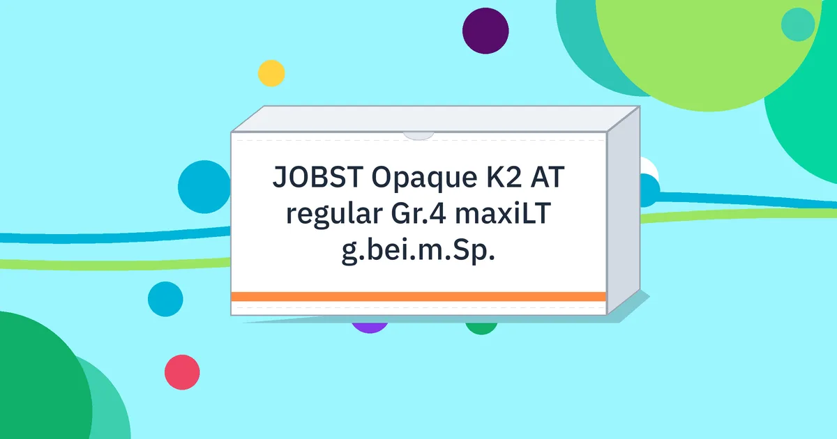 Symbolbild: Packung mit der Aufschrift JOBST Opaque K2 AT regular Gr.4 maxiLT g.bei.m.Sp. (PZN 16289362) – Verfügbarkeit und Bezug in Apotheken in Frankfurt am Main