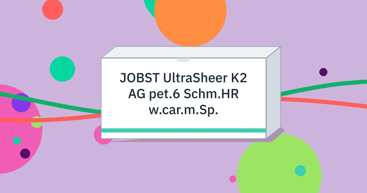 Symbolbild: Packung mit der Aufschrift JOBST UltraSheer K2 AG pet.6 Schm.HR w.car.m.Sp. (PZN 11264593) – Verfügbarkeit und Bezug in Apotheken in Frankfurt am Main