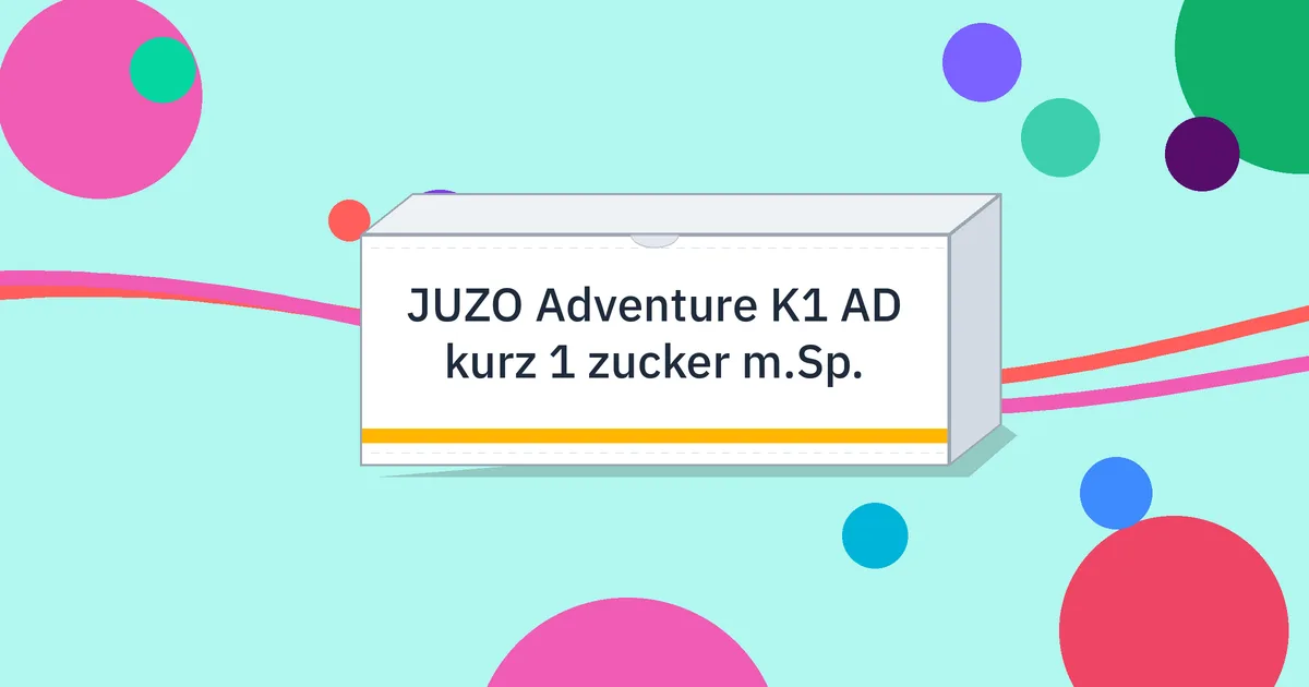 Symbolbild: Packung mit der Aufschrift JUZO Adventure K1 AD kurz 1 zucker m.Sp. (PZN 16342524) – Verfügbarkeit und Bezug in Apotheken in Frankfurt am Main