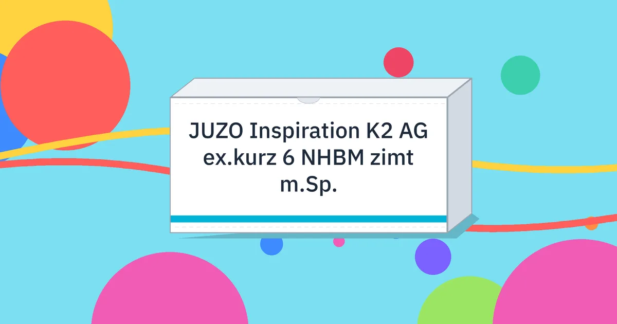 Symbolbild: Packung mit der Aufschrift JUZO Inspiration K2 AG ex.kurz 6 NHBM zimt m.Sp. (PZN 14965592) – Verfügbarkeit und Bezug in Apotheken in Frankfurt am Main
