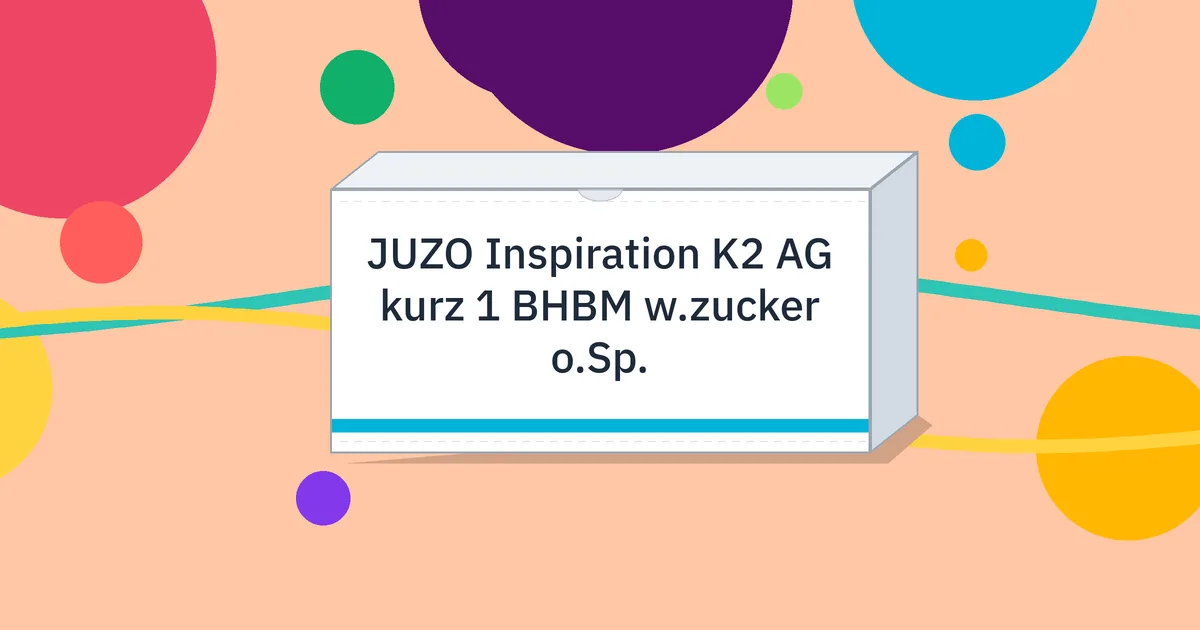 Symbolbild: Packung mit der Aufschrift JUZO Inspiration K2 AG kurz 1 BHBM w.zucker o.Sp. (PZN 14885002) – Verfügbarkeit und Bezug in Apotheken in Frankfurt am Main