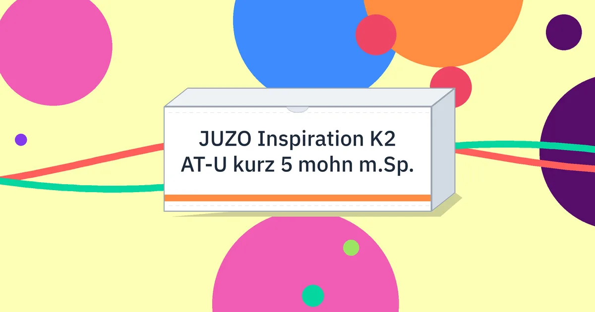 Symbolbild: Packung mit der Aufschrift JUZO Inspiration K2 AT-U kurz 5 mohn m.Sp. (PZN 14929426) – Verfügbarkeit und Bezug in Apotheken in Frankfurt am Main