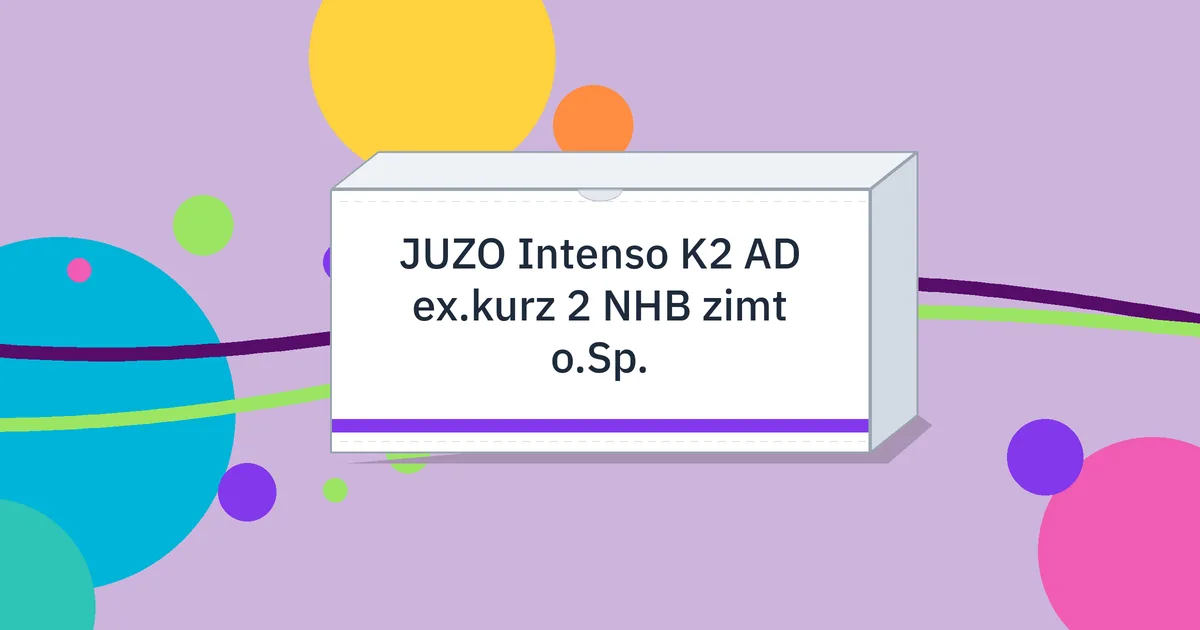 Symbolbild: Packung mit der Aufschrift JUZO Intenso K2 AD ex.kurz 2 NHB zimt o.Sp. (PZN 18622015) – Verfügbarkeit und Bezug in Apotheken in Frankfurt am Main