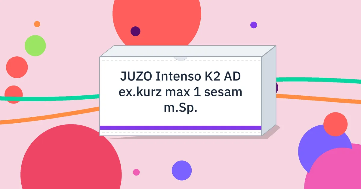 Symbolbild: Packung mit der Aufschrift JUZO Intenso K2 AD ex.kurz max 1 sesam m.Sp. (PZN 18606826) – Verfügbarkeit und Bezug in Apotheken in Frankfurt am Main
