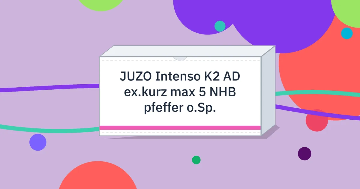 Symbolbild: Packung mit der Aufschrift JUZO Intenso K2 AD ex.kurz max 5 NHB pfeffer o.Sp. (PZN 18620803) – Verfügbarkeit und Bezug in Apotheken in Frankfurt am Main