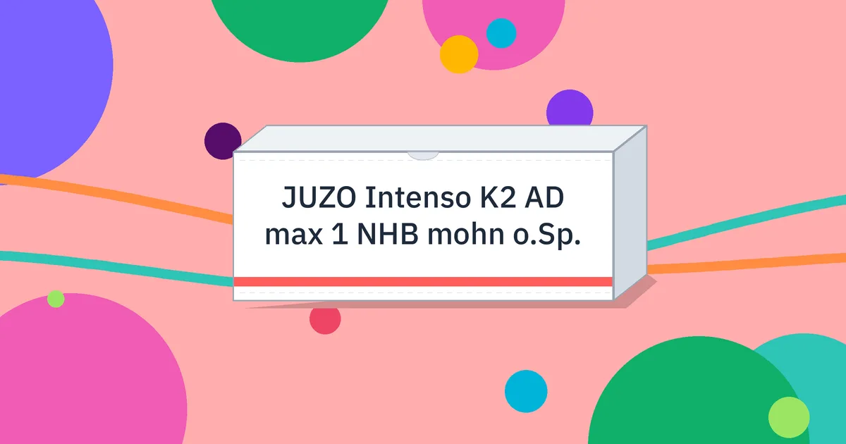 Symbolbild: Packung mit der Aufschrift JUZO Intenso K2 AD max 1 NHB mohn o.Sp. (PZN 18623440) – Verfügbarkeit und Bezug in Apotheken in Frankfurt am Main