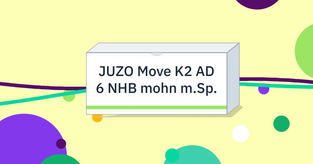 Symbolbild: Packung mit der Aufschrift JUZO Move K2 AD 6 NHB mohn m.Sp. (PZN 18539142) – Verfügbarkeit und Bezug in Apotheken in Frankfurt am Main