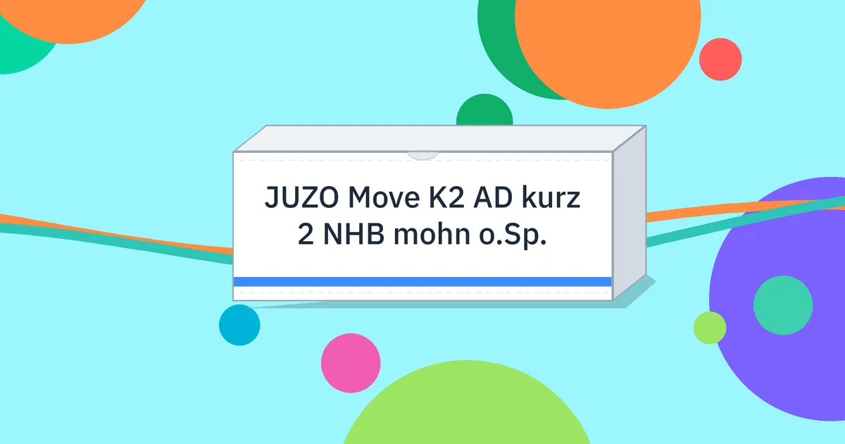 Symbolbild: Packung mit der Aufschrift JUZO Move K2 AD kurz 2 NHB mohn o.Sp. (PZN 18541127) – Verfügbarkeit und Bezug in Apotheken in Frankfurt am Main