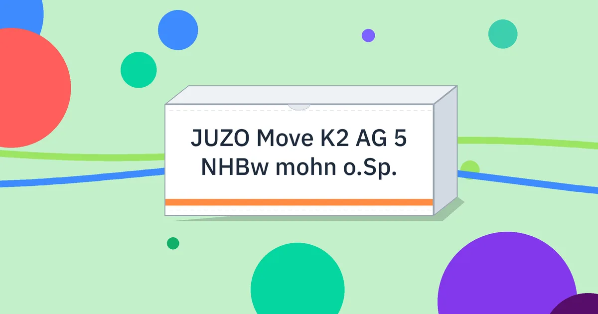 Symbolbild: Packung mit der Aufschrift JUZO Move K2 AG 5 NHBw mohn o.Sp. (PZN 18556749) – Verfügbarkeit und Bezug in Apotheken in Frankfurt am Main