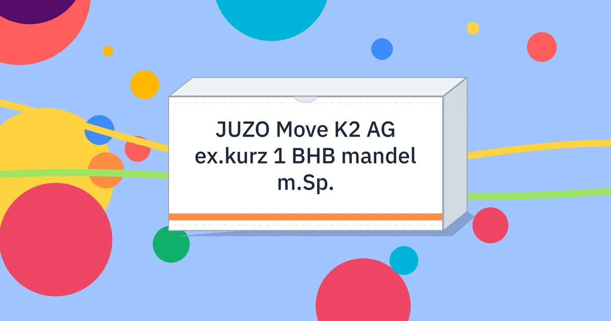 Symbolbild: Packung mit der Aufschrift JUZO Move K2 AG ex.kurz 1 BHB mandel m.Sp. (PZN 16637461) – Verfügbarkeit und Bezug in Apotheken in Frankfurt am Main