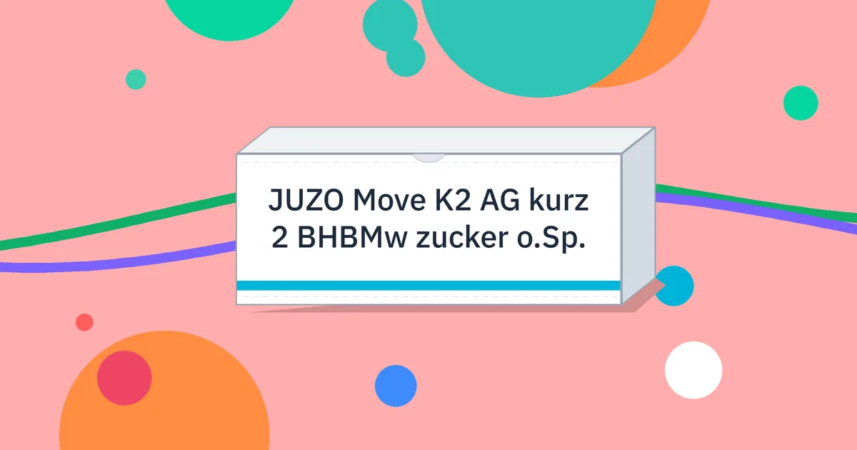 Symbolbild: Packung mit der Aufschrift JUZO Move K2 AG kurz 2 BHBMw zucker o.Sp. (PZN 18530684) – Verfügbarkeit und Bezug in Apotheken in Frankfurt am Main