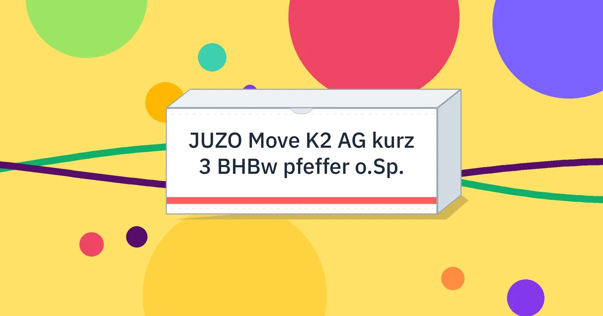 Symbolbild: Packung mit der Aufschrift JUZO Move K2 AG kurz 3 BHBw pfeffer o.Sp. (PZN 16646371) – Verfügbarkeit und Bezug in Apotheken in Frankfurt am Main