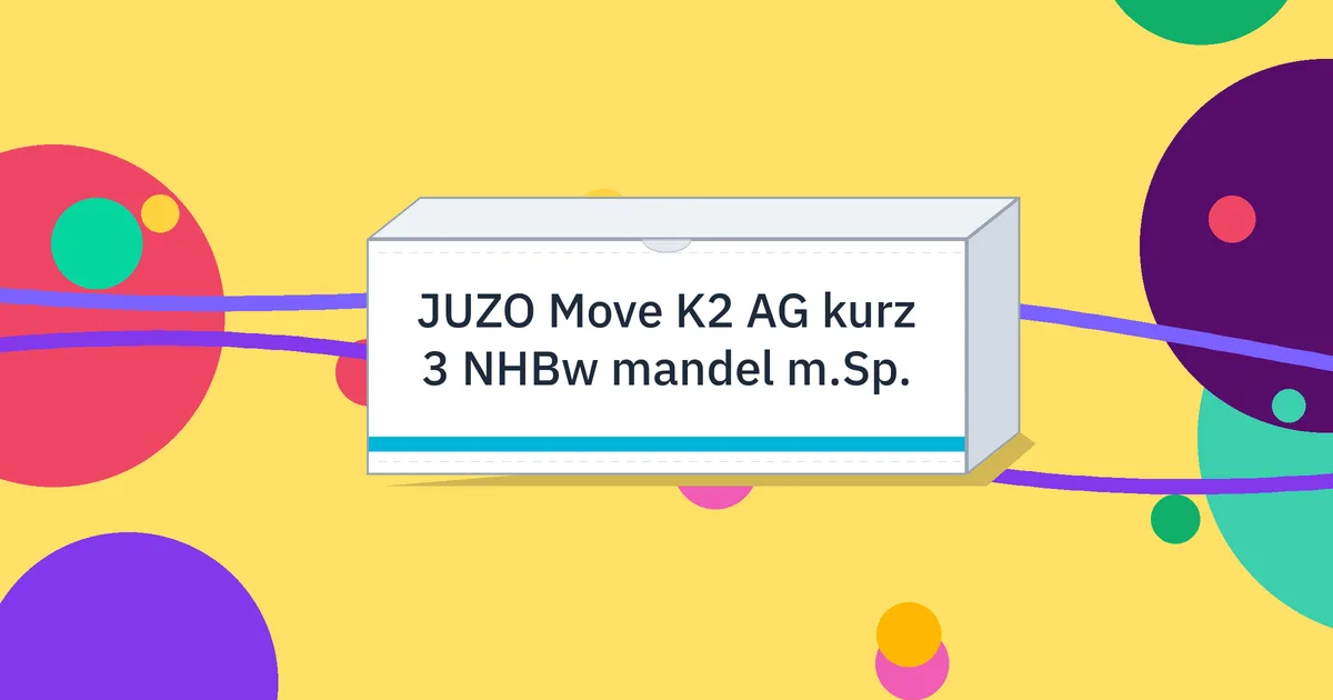 Symbolbild: Packung mit der Aufschrift JUZO Move K2 AG kurz 3 NHBw mandel m.Sp. (PZN 16640888) – Verfügbarkeit und Bezug in Apotheken in Frankfurt am Main