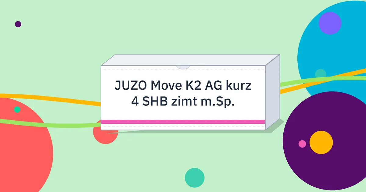 Symbolbild: Packung mit der Aufschrift JUZO Move K2 AG kurz 4 SHB zimt m.Sp. (PZN 18527920) – Verfügbarkeit und Bezug in Apotheken in Frankfurt am Main