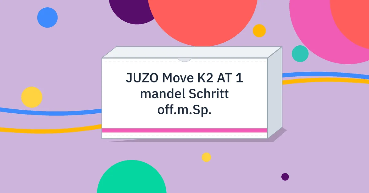 Symbolbild: Packung mit der Aufschrift JUZO Move K2 AT 1 mandel Schritt off.m.Sp. (PZN 20668332) – Verfügbarkeit und Bezug in Apotheken in Frankfurt am Main