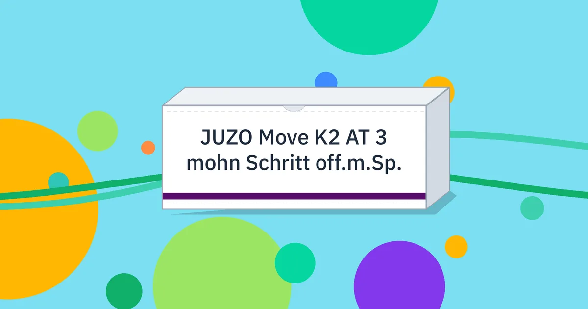 Symbolbild: Packung mit der Aufschrift JUZO Move K2 AT 3 mohn Schritt off.m.Sp. (PZN 20668415) – Verfügbarkeit und Bezug in Apotheken in Frankfurt am Main
