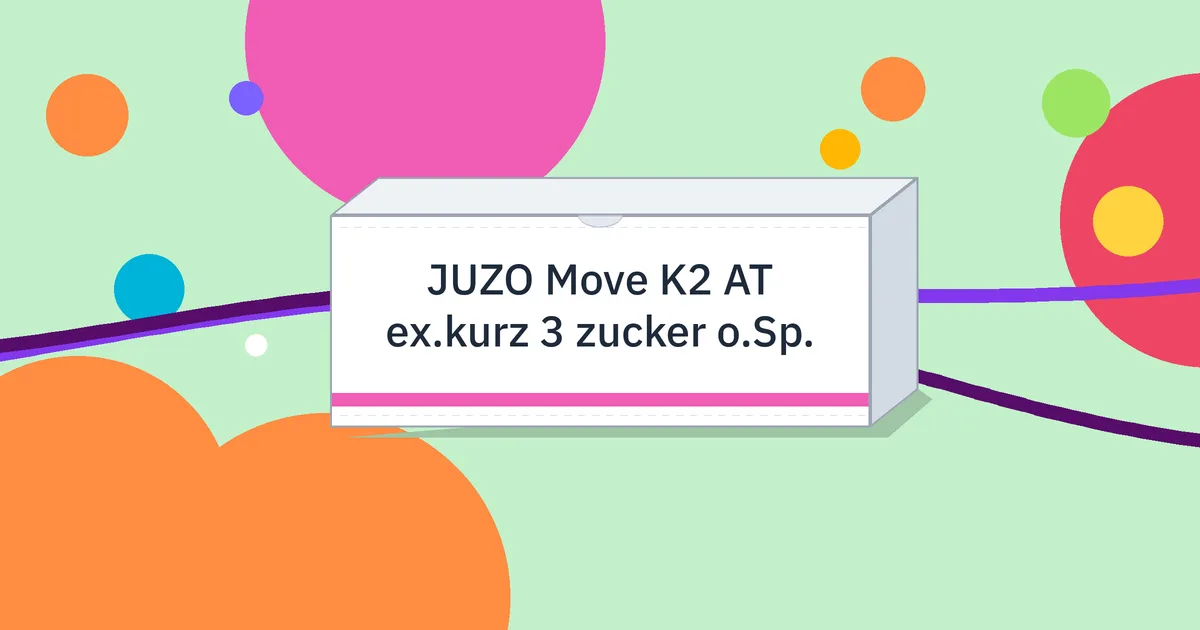 Symbolbild: Packung mit der Aufschrift JUZO Move K2 AT ex.kurz 3 zucker o.Sp. (PZN 20672084) – Verfügbarkeit und Bezug in Apotheken in Frankfurt am Main