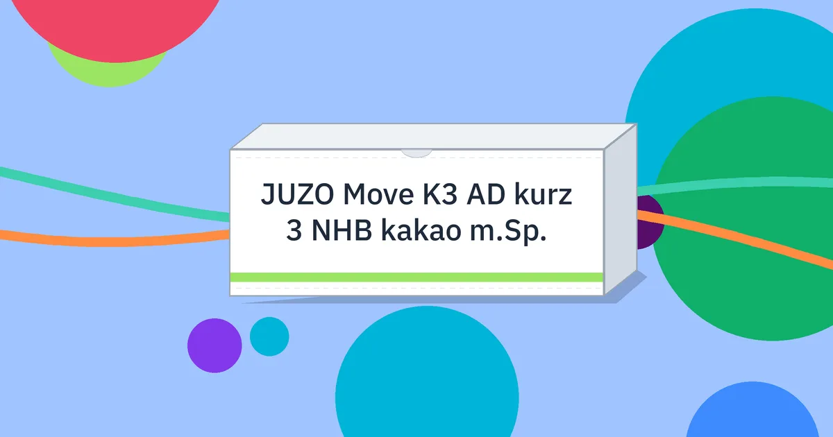 Symbolbild: Packung mit der Aufschrift JUZO Move K3 AD kurz 3 NHB kakao m.Sp. (PZN 18572180) – Verfügbarkeit und Bezug in Apotheken in Frankfurt am Main