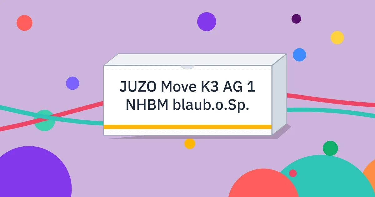 Symbolbild: Packung mit der Aufschrift JUZO Move K3 AG 1 NHBM blaub.o.Sp. (PZN 18588502) – Verfügbarkeit und Bezug in Apotheken in Frankfurt am Main
