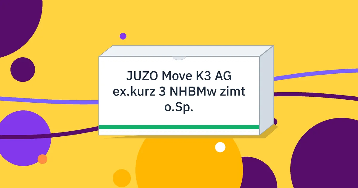 Symbolbild: Packung mit der Aufschrift JUZO Move K3 AG ex.kurz 3 NHBMw zimt o.Sp. (PZN 18584869) – Verfügbarkeit und Bezug in Apotheken in Frankfurt am Main