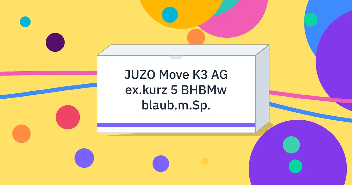Symbolbild: Packung mit der Aufschrift JUZO Move K3 AG ex.kurz 5 BHBMw blaub.m.Sp. (PZN 18596068) – Verfügbarkeit und Bezug in Apotheken in Frankfurt am Main