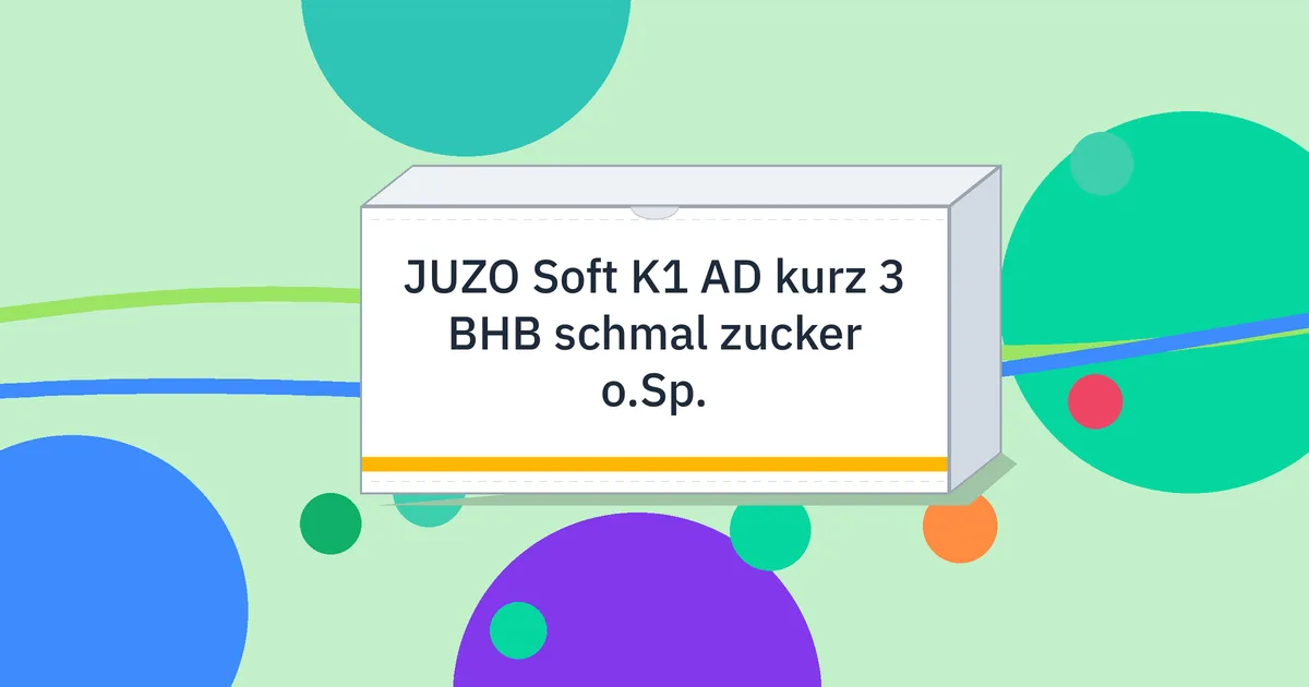 Symbolbild: Packung mit der Aufschrift JUZO Soft K1 AD kurz 3 BHB schmal zucker o.Sp. (PZN 15463438) – Verfügbarkeit und Bezug in Apotheken in Frankfurt am Main