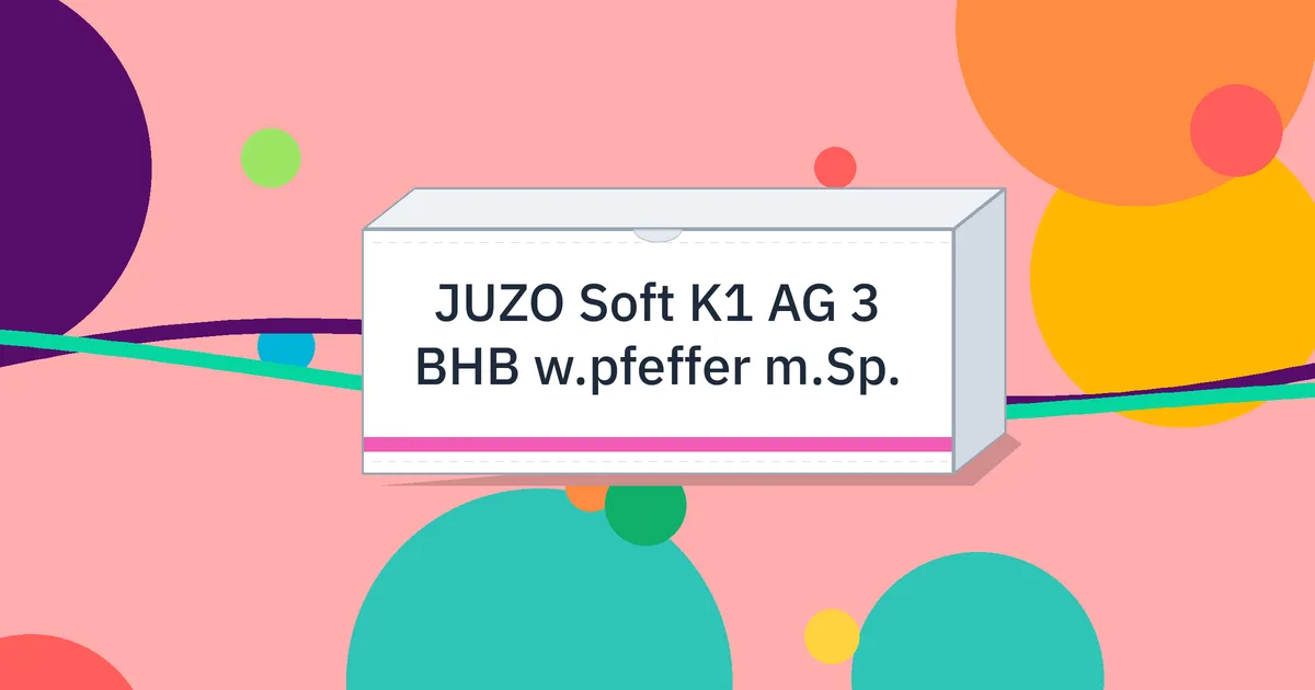 Symbolbild: Packung mit der Aufschrift JUZO Soft K1 AG 3 BHB w.pfeffer m.Sp. (PZN 14836601) – Verfügbarkeit und Bezug in Apotheken in Frankfurt am Main