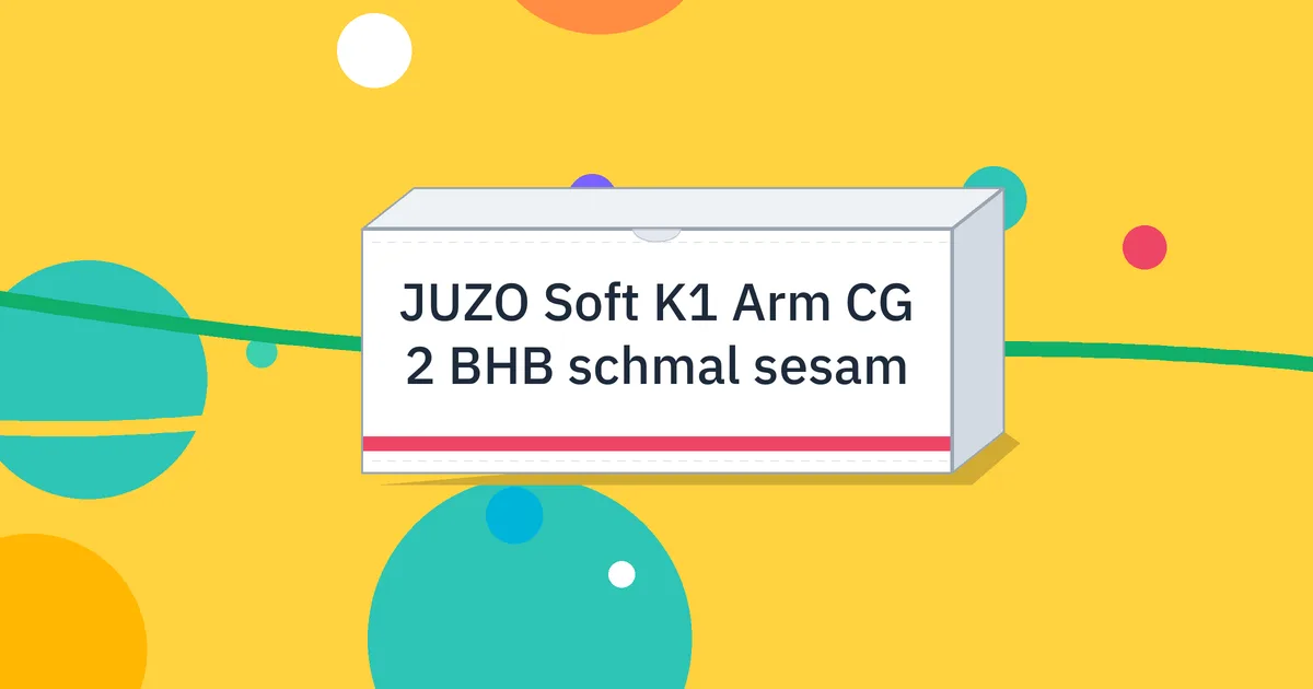 Symbolbild: Packung mit der Aufschrift JUZO Soft K1 Arm CG 2 BHB schmal sesam (PZN 15507638) – Verfügbarkeit und Bezug in Apotheken in Frankfurt am Main
