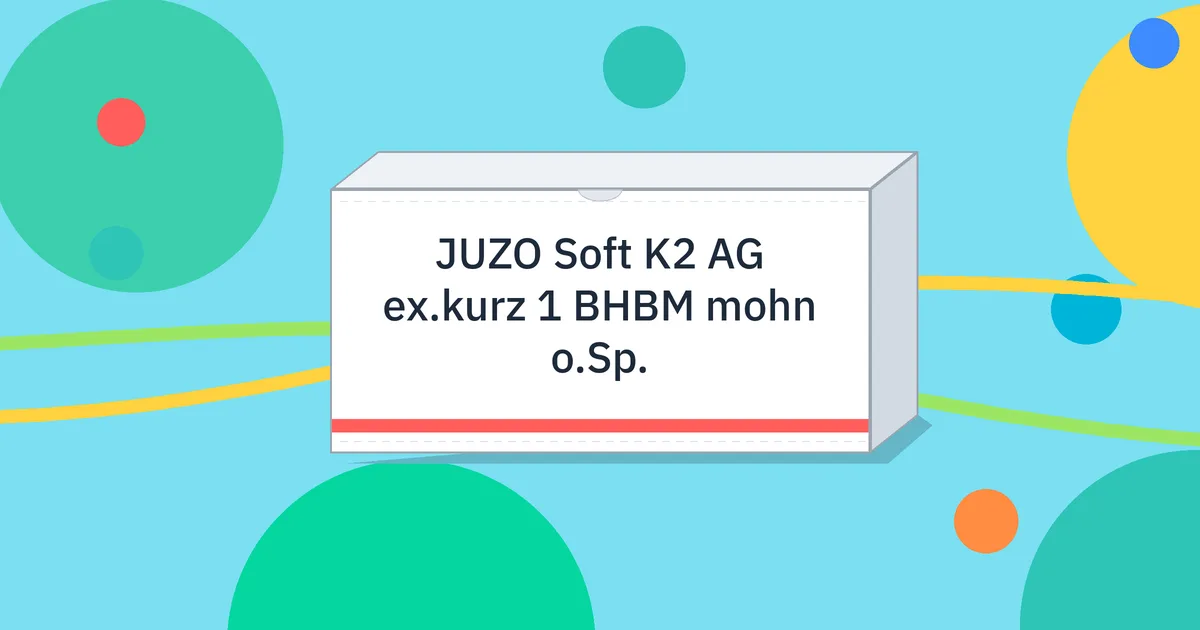 Symbolbild: Packung mit der Aufschrift JUZO Soft K2 AG ex.kurz 1 BHBM mohn o.Sp. (PZN 14862478) – Verfügbarkeit und Bezug in Apotheken in Frankfurt am Main
