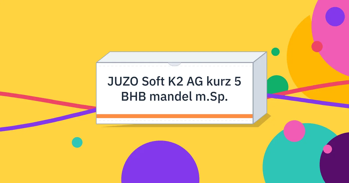 Symbolbild: Packung mit der Aufschrift JUZO Soft K2 AG kurz 5 BHB mandel m.Sp. (PZN 14826324) – Verfügbarkeit und Bezug in Apotheken in Frankfurt am Main
