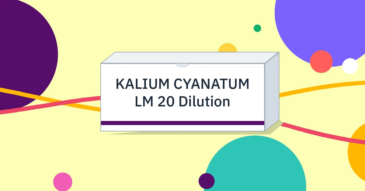 Symbolbild: Packung mit der Aufschrift KALIUM CYANATUM LM 20 Dilution (PZN 12920680) – Verfügbarkeit und Bezug in Apotheken in Frankfurt am Main