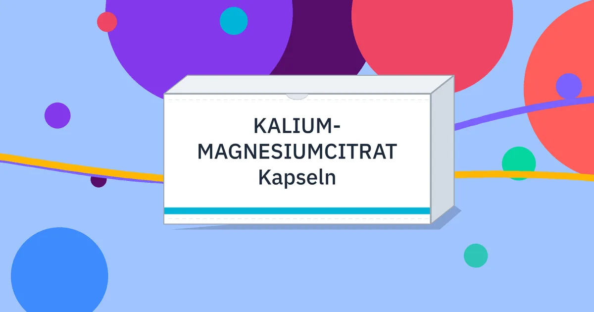 Symbolbild: Packung mit der Aufschrift KALIUM-MAGNESIUMCITRAT Kapseln (PZN 18129898) – Verfügbarkeit und Bezug in Apotheken in Frankfurt am Main
