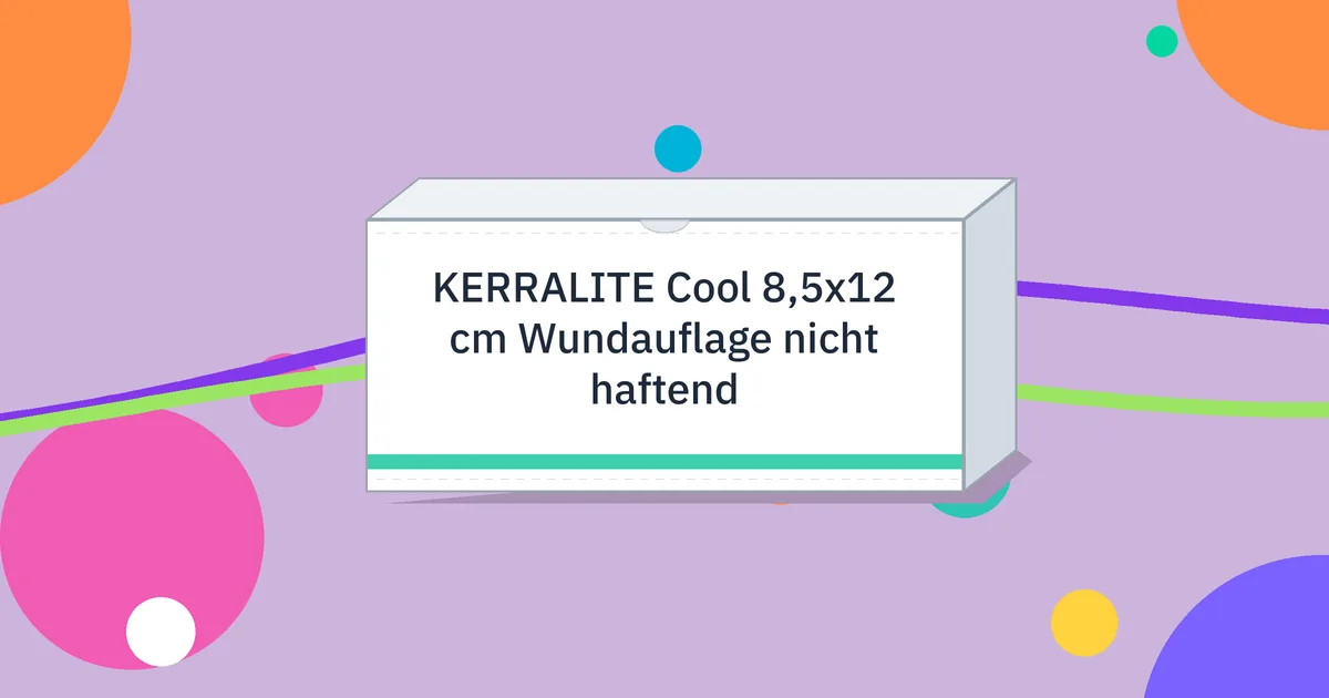 Symbolbild: Packung mit der Aufschrift KERRALITE Cool 8,5x12 cm Wundauflage nicht haftend (PZN 18729552) – Verfügbarkeit und Bezug in Apotheken in Frankfurt am Main