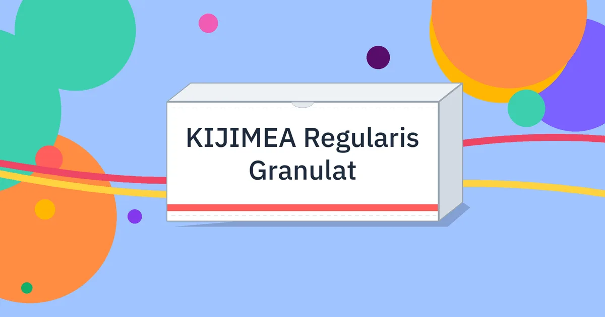 Symbolbild: Packung mit der Aufschrift KIJIMEA Regularis Granulat (PZN 18890460) – Verfügbarkeit und Bezug in Apotheken in Frankfurt am Main