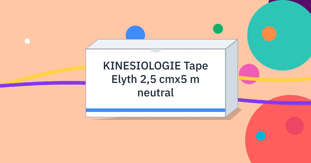 Symbolbild: Packung mit der Aufschrift KINESIOLOGIE Tape Elyth 2,5 cmx5 m neutral (PZN 10735636) – Verfügbarkeit und Bezug in Apotheken in Frankfurt am Main