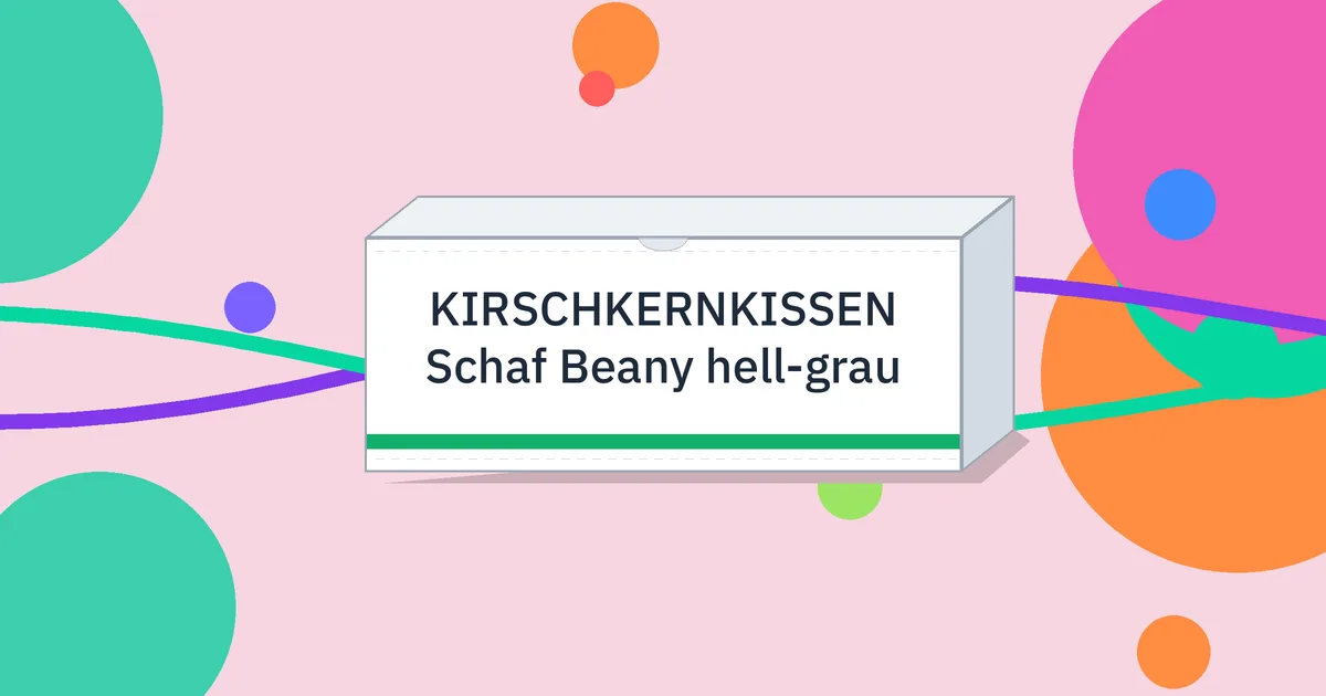 Symbolbild: Packung mit der Aufschrift KIRSCHKERNKISSEN Schaf Beany hell-grau (PZN 18128829) – Verfügbarkeit und Bezug in Apotheken in Frankfurt am Main
