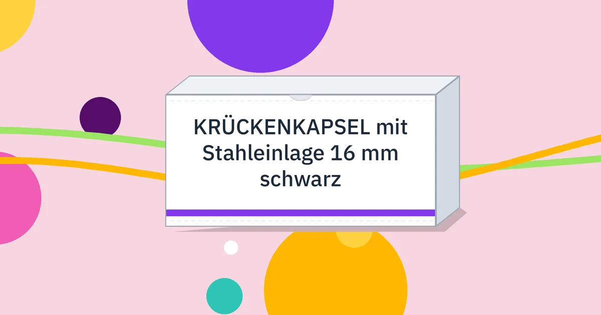 Symbolbild: Packung mit der Aufschrift KRÜCKENKAPSEL mit Stahleinlage 16 mm schwarz (PZN 10075051) – Verfügbarkeit und Bezug in Apotheken in Frankfurt am Main