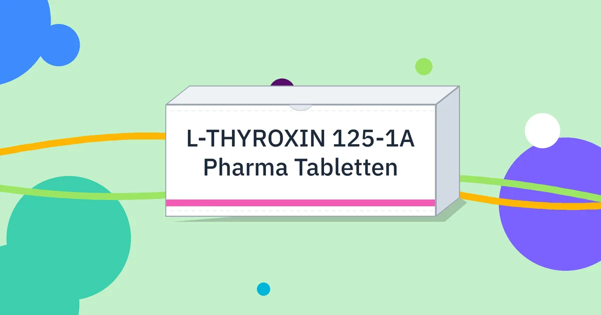 Symbolbild: Packung mit der Aufschrift L-THYROXIN 125-1A Pharma Tabletten (PZN 06488907) – Verfügbarkeit und Bezug in Apotheken in Frankfurt am Main