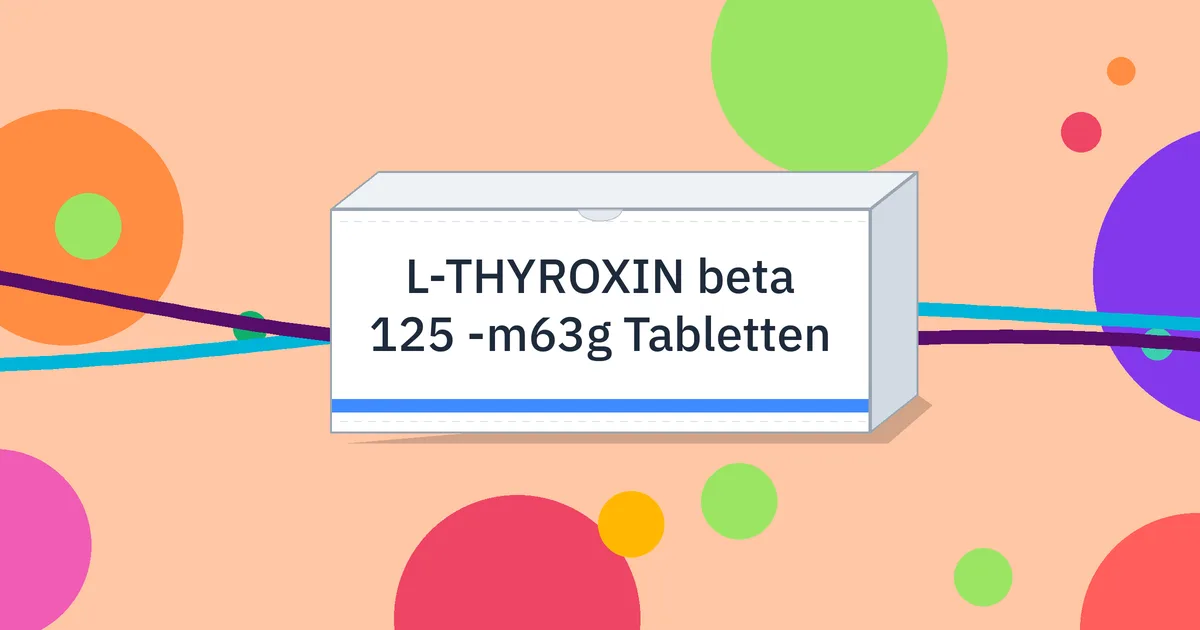 Symbolbild: Packung mit der Aufschrift L-THYROXIN beta 125 -m63g Tabletten (PZN 02134182) – Verfügbarkeit und Bezug in Apotheken in Frankfurt am Main
