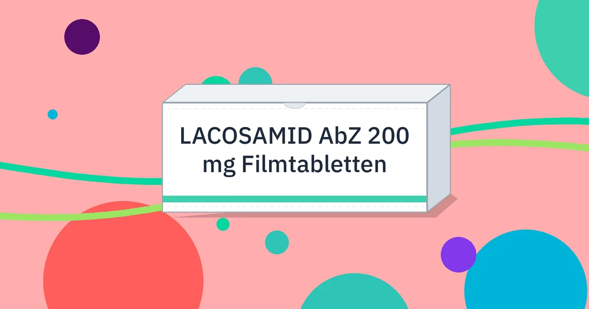 Symbolbild: Packung mit der Aufschrift LACOSAMID AbZ 200 mg Filmtabletten (PZN 14352429) – Verfügbarkeit und Bezug in Apotheken in Frankfurt am Main
