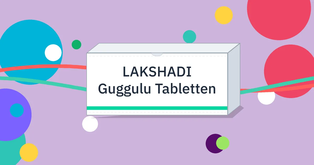 Symbolbild: Packung mit der Aufschrift LAKSHADI Guggulu Tabletten (PZN 07226428) – Verfügbarkeit und Bezug in Apotheken in Frankfurt am Main