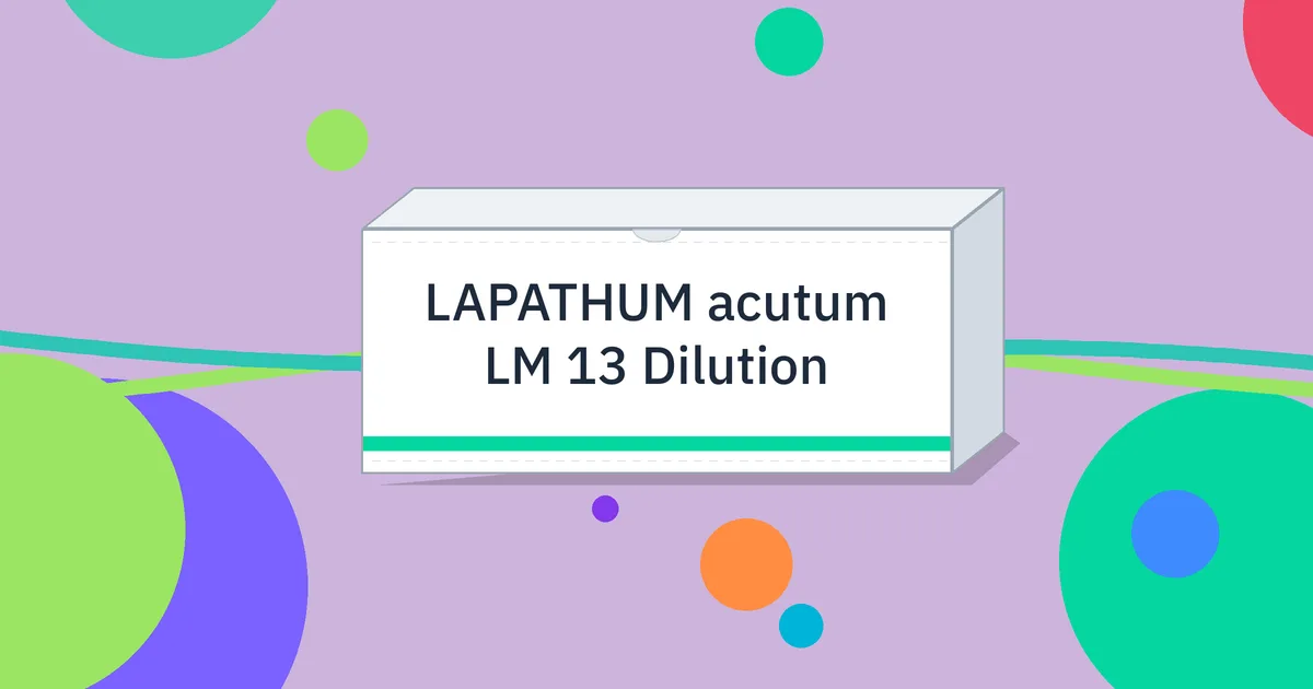 Symbolbild: Packung mit der Aufschrift LAPATHUM acutum LM 13 Dilution (PZN 13522697) – Verfügbarkeit und Bezug in Apotheken in Frankfurt am Main