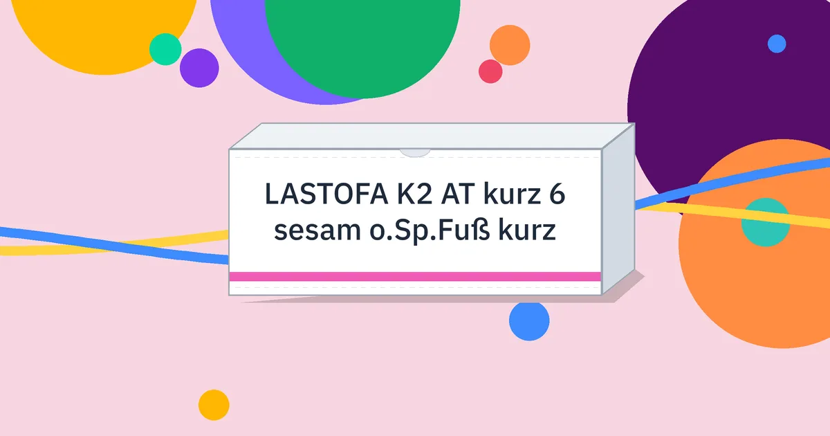 Symbolbild: Packung mit der Aufschrift LASTOFA K2 AT kurz 6 sesam o.Sp.Fuß kurz (PZN 13810255) – Verfügbarkeit und Bezug in Apotheken in Frankfurt am Main